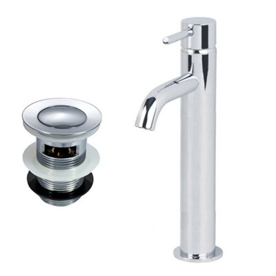 Nes Home Chrome Round Single Lever High Rise Basin Mono Mixer Tap with ...