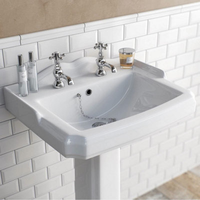 NES HOME CHURCHILL EDWARDIAN TRADITIONAL HOT & COLD TWIN BASIN TAPS CHROME