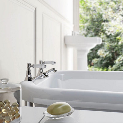 NES HOME CHURCHILL EDWARDIAN TRADITIONAL HOT & COLD TWIN BASIN TAPS CHROME