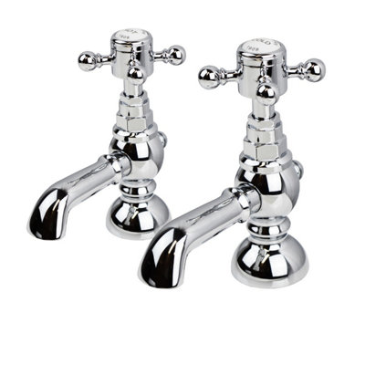 NES HOME CHURCHILL EDWARDIAN TRADITIONAL HOT & COLD TWIN BASIN TAPS CHROME