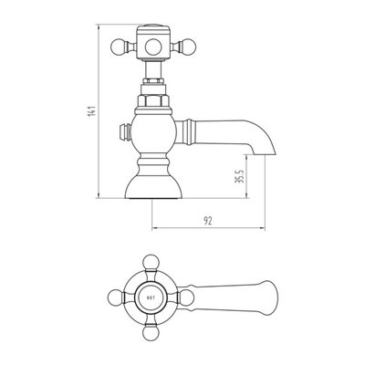 NES HOME CHURCHILL EDWARDIAN TRADITIONAL HOT & COLD TWIN BASIN TAPS CHROME