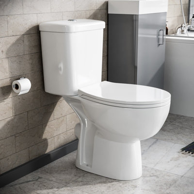 Nes Home Close Coupled Toilet Bathroom WC Pan, Toilet Seat & Cistern