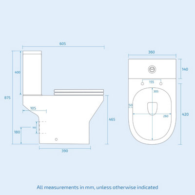 Nes Home Comfort Height Close Coupled Toilet Pan, Cistern & Soft Close Seat