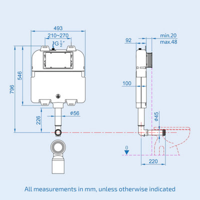 Nes Home Compact Concealed Dual Flush Cistern