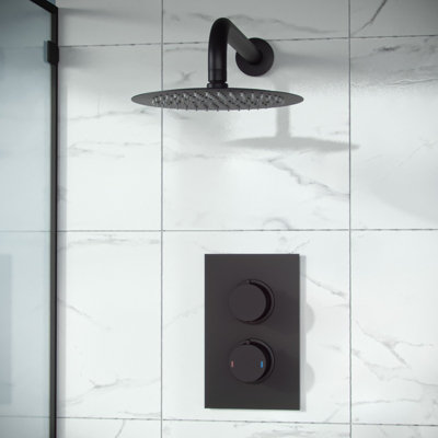 Nes Home Concealed Thermostatic Overhead 200mm Rainfall Shower Mixer ...