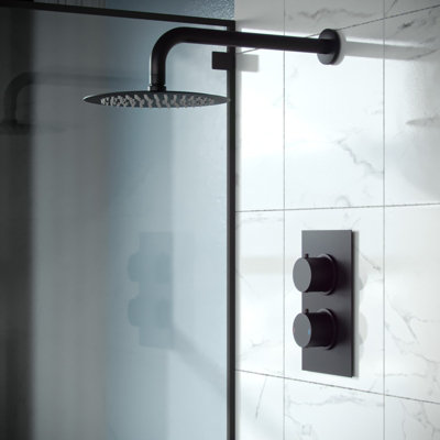 Nes Home Concealed Thermostatic Overhead 200mm Rainfall Shower Mixer ...