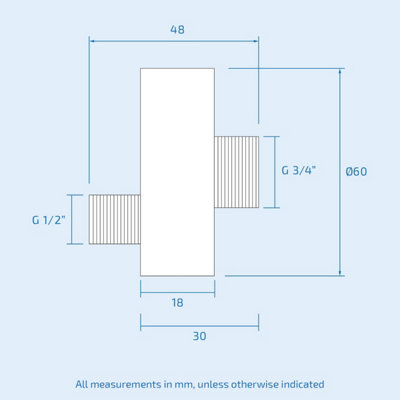 Nes Home Concealing Square Universal Shower S-Union Fittings for Bar ...
