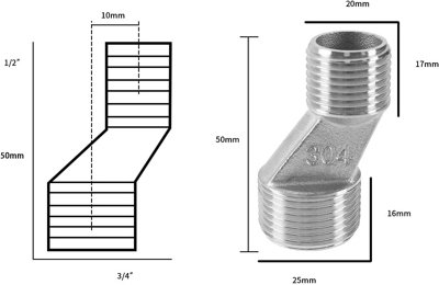 Nes Home Concealing Square Universal Shower S-Union Fittings for Bar ...