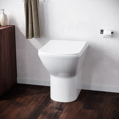 Nes Home Contemporary Back to Wall Rimless Comfort Height Toilet and ...