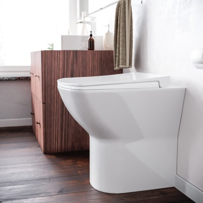 Nes Home Contemporary Back to Wall Rimless Comfort Height Toilet and ...