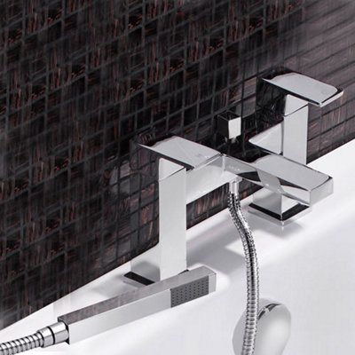 Nes Home Cube Modern Bathroom Design Square Chrome Bath Shower Mixer ...