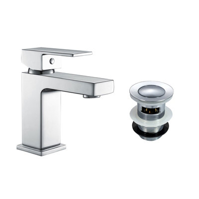 Nes Home Cube Square Basin Mono Mixer Tap & Waste Chrome