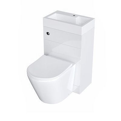 Nes Home Debra 2 in 1 Compact Basin and BTW Rimless Toilet Combo Space ...