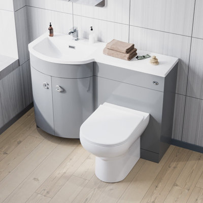 Nes Home Dene 1100mm Left Hand Basin Combination Vanity Unit, WC unit ...