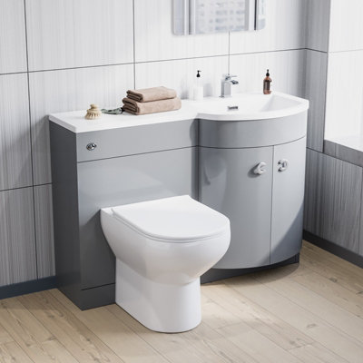 Nes Home Dene 1100mm Right Hand Basin Combination Vanity Unit, WC unit ...