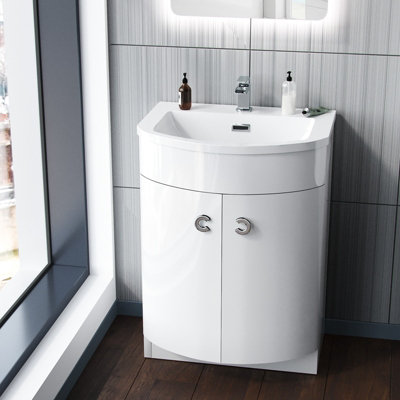 Nes Home Dene 600mm Freestanding Basin Vanity Unit White | DIY at B&Q