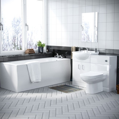 Nes Home Ellen 1700mm Bath, 550mm Vanity Basin , WC Unit & Back To Wall ...