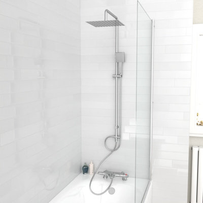 Nes Home Exposed Square Shower Thermostatic Mixer Tap, Handset & Riser ...