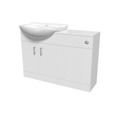 Nes Home Freestanding 1150mm White Vanity Unit With Basin & WC Unit