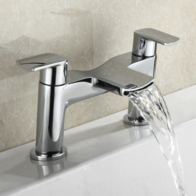 Nes Home Galaxy Deck Mounted Solid Brass Waterfall Bath Filler Mixer ...