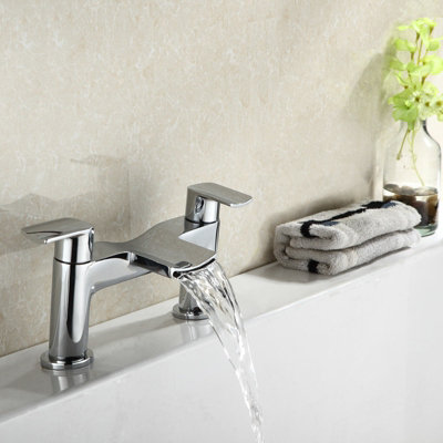 Nes Home Galaxy Deck Mounted Solid Brass Waterfall Bath Filler Mixer ...
