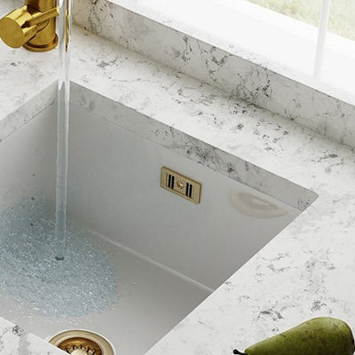 Nes Home Gold Stainless Steel Kitchen Basin Sink Decorative Overflow ...
