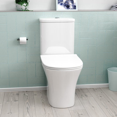 Nes Home Hailes Modern Round Rimless Soft Close Seat WC Pan Close ...