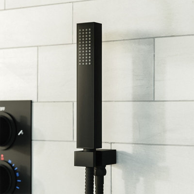 Nes Home Hand Held Shower Bracket Holder Wall Kit Matte Black | DIY at B&Q