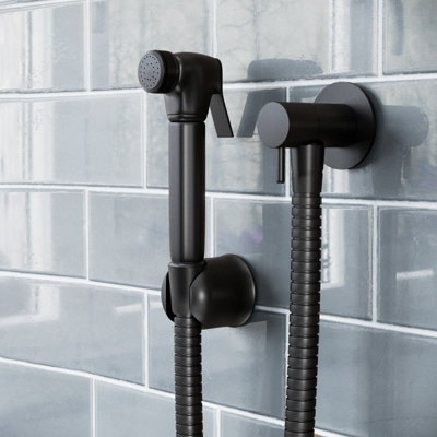 Nes Home Handheld Bidet Spray Kit Matt Black Shattaf Douche, Holder ...