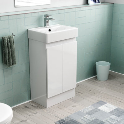 Nes Home Hinckley 450mm Freestanding Basin Vanity Unit 2 doors White ...