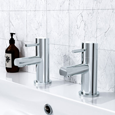 Nes Home Hot and Cold Basin Taps & Waste Chrome