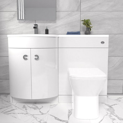 Nes Home Hurdley 1100mm Left Hand Sink White Combination Vanity Unit ...
