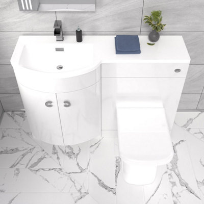 Nes Home Hurdley 1100mm Left Hand Sink White Combination Vanity Unit ...