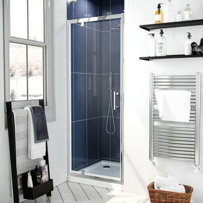 Nes Home Jupiter 800mm Modern Pivot Shower Door Enclosure Screen Safety ...
