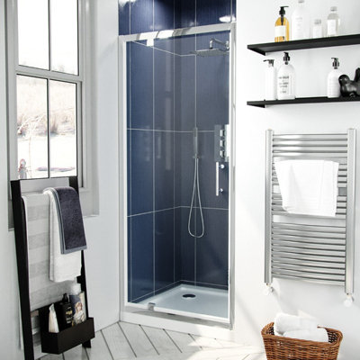 Nes Home Jupiter 900mm Modern Pivot Shower Door Enclosure Screen Safety ...