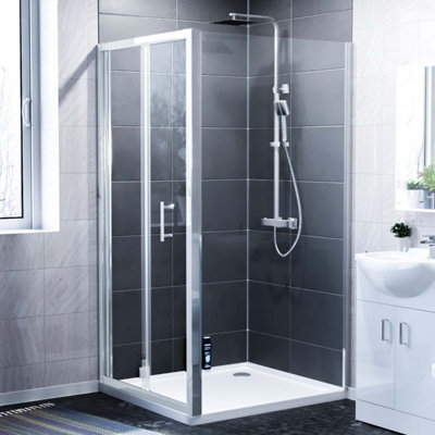 Nes Home Jupiter Shower Bi-Fold Door 1000mm & 800mm Side Panel ...