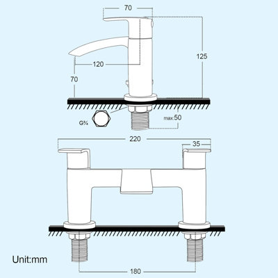 Nes Home Libra Waterfall Basin Mono Tap, Bath Filler Mixer Tap & Waste ...