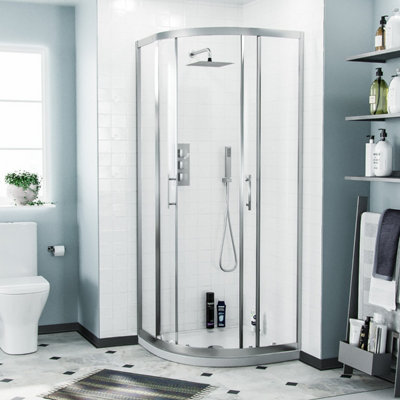 Nes Home Lindley 3-Piece White 800mm Shower Enclosure Suite, Close ...