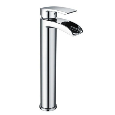 Nes Home Lucy Modern Swirl Waterfall Single Level Tall Basin Mixer Tap ...