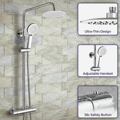 Nes Home Lura Round Modern Exposed Thermostatic Dual Control Twin ...