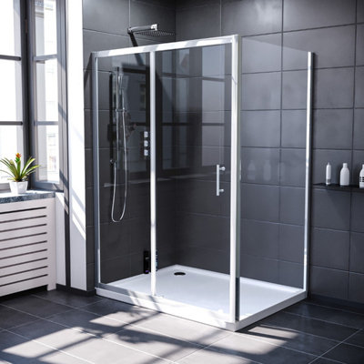 Nes Home Magna 1300mm Shower Sliding Door & 700mm Frameless Glass Side ...