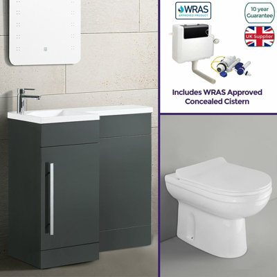 Nes Home Manifold 900mm Left Hand Grey Vanity Basin Back To Wall Toilet ...