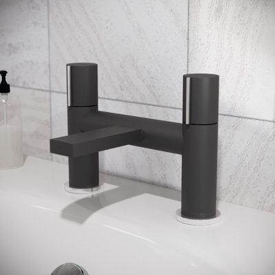 Nes Home Matt Black Handleless Futuristic Bath Filler Tap Deck Mounted ...