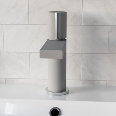 Nes Home Matt Grey Handleless Futuristic Basin Mixer Tap Deck Mounted ...