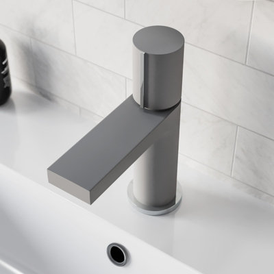Nes Home Matt Grey Handleless Futuristic Basin Mixer Tap Deck Mounted ...