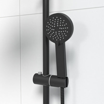 Buy Nes Home Matte Black Round Exposed Shower Mixer Riser Rail Kit & 3 ...