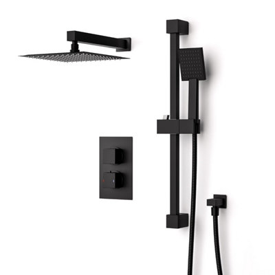 Nes Home Matte Black Voilet 2 Dial Thermostatic Mixer Outlet Square ...