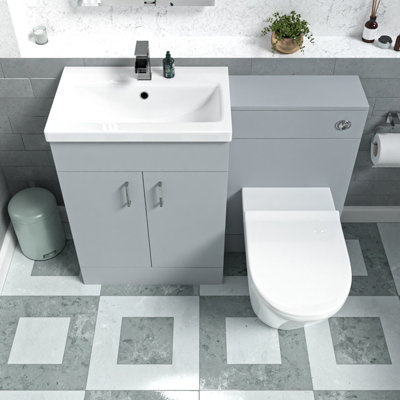 Nes Home Matte Grey 1100mm Vanity Basin WC Vanity Unit & BTW Toilet