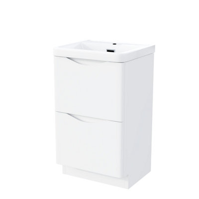 Nes Home Merton 500mm White Basin Vanity Unit 2 Drawer Storage Cabinet ...