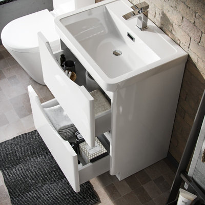 Nes Home Merton 600mm Freestanding Vanity Basin Unit & Rimless WC ...